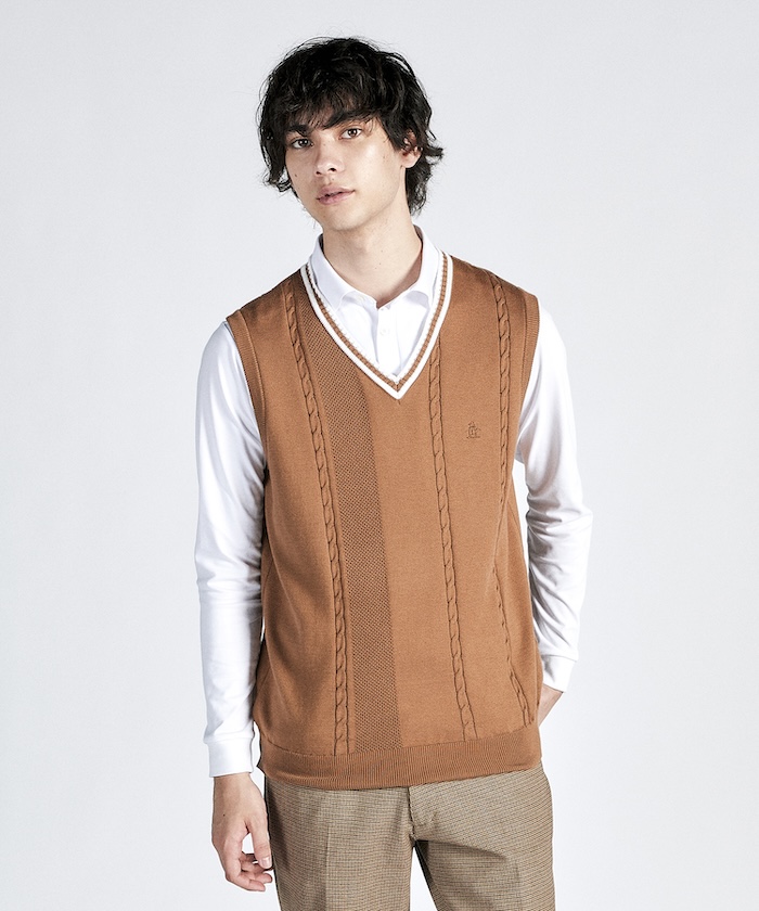 Munsingwear シーアイランドコットンケーブル柄 Vネックベスト Munsingwear シーアイランドコットンケーブル柄 Vネックベスト